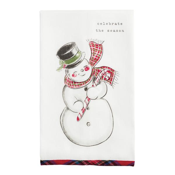 snowman celebrate the season printed towel – donetta jean